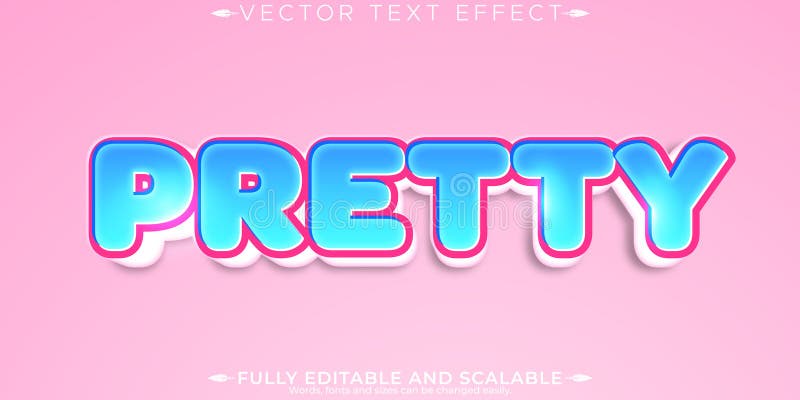 Editable Text Effect Pretty, 3d Pink and Cute Font Style Stock Vector ...