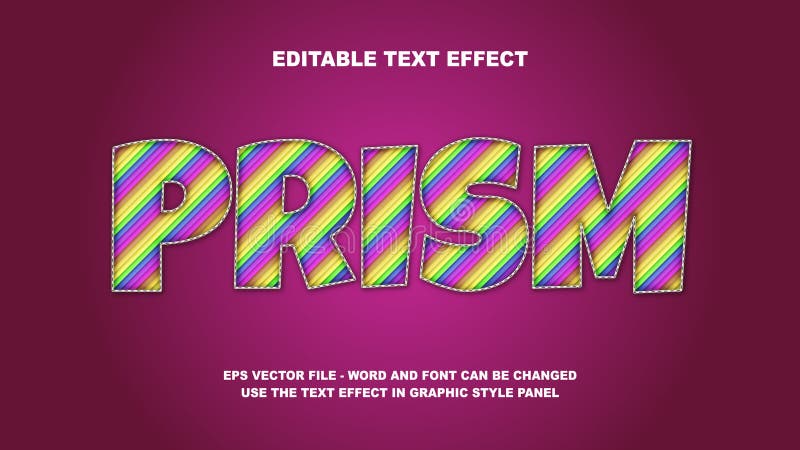 Editable Text Effect Prism 3D Vector Template Stock Vector ...