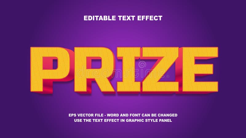 Editable Text Effect Prize 3D Vector Template Stock Vector ...