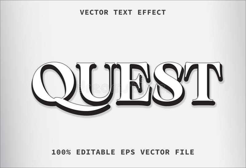Editable Text Effect Quest Modern Lettering Typography Font Style Stock Illustration ...