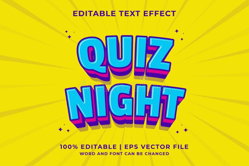Editable Text Effect Quiz Night 3d Cartoon Template Style Premium ...