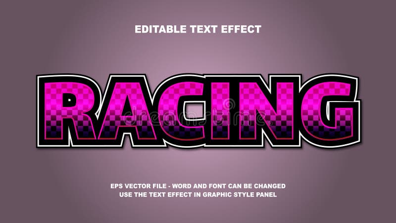 Editable Text Effect Racing 3D Vector Template Stock Vector ...