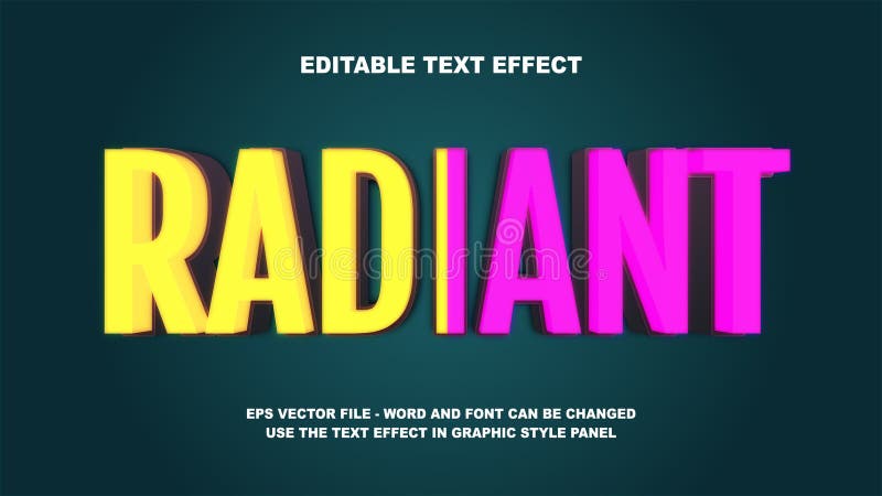 Editable Text Effect Radiant 3D Vector Template Stock Vector ...