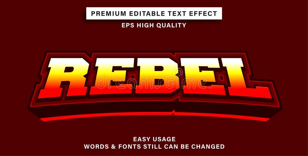 Editable text effect rebel stock vector. Illustration of calligraphy ...