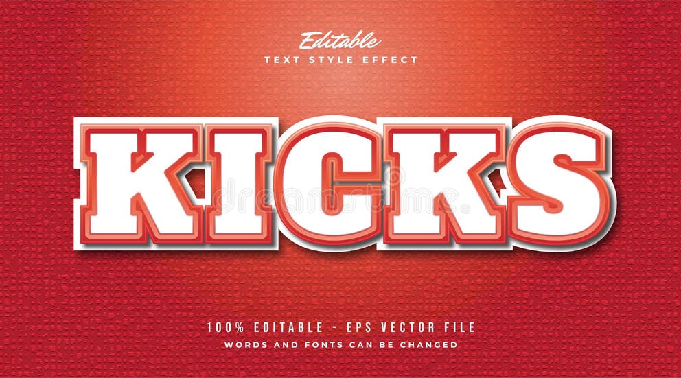 Editable Text Effect in Red and White with Cartoon Style Stock Vector ...