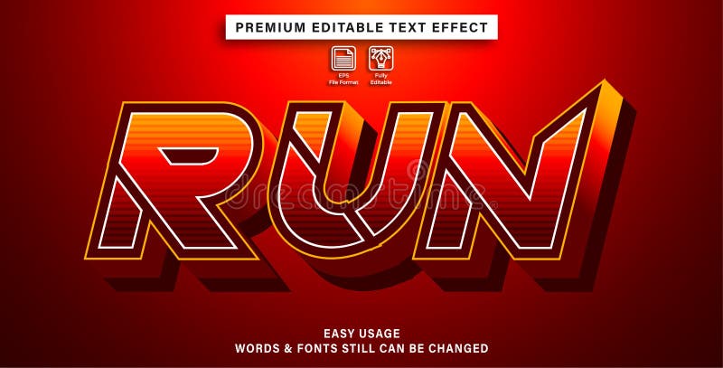Editable Text Effect Run Style Stock Vector - Illustration of logo ...