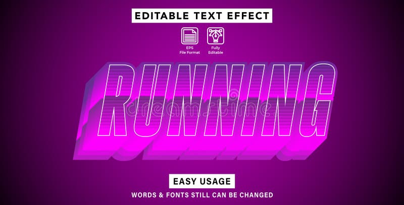 Editable Text Effect Running Theme Stock Illustration - Illustration of ...