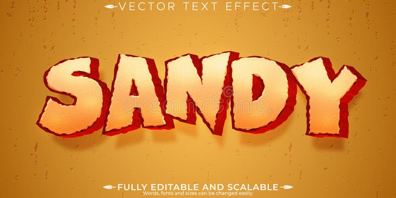 Editable Text Effect Sandy, 3d Cartoon and Comic Font Style Stock ...