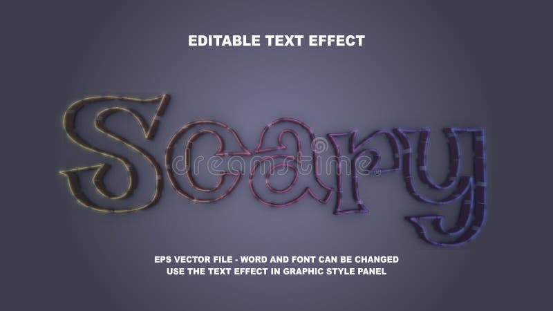 Editable Text Effect Scary 3D Vector Template Stock Vector ...