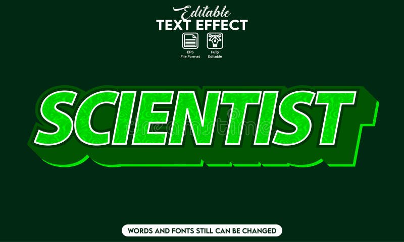 Editable Text Effect Scientist Stock Vector - Illustration of script ...