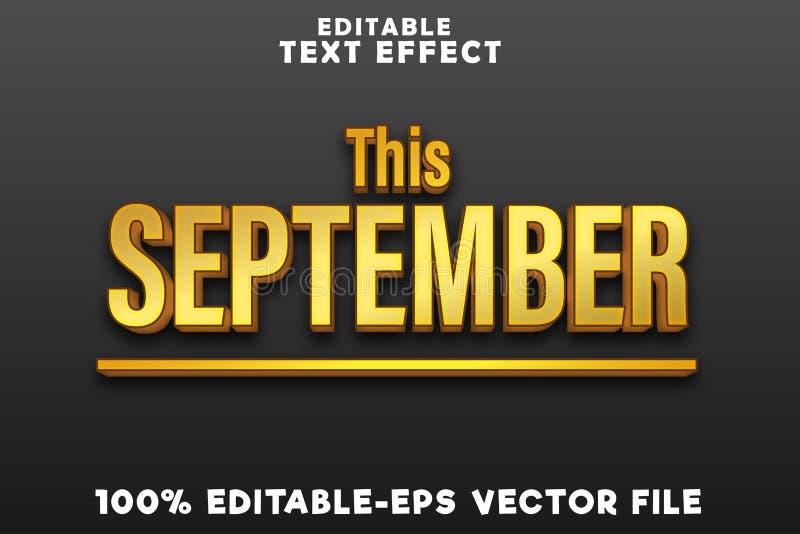 Editable Text Effect this September with Simple Gold Style Stock Vector ...