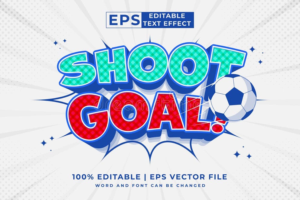 Editable Text Effect Shoot Goal 3d Cartoon Comic Style Premium Vector ...