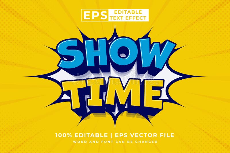 Editable Text Effect Show Time 3d Cartoon Template Style Premium Vector ...