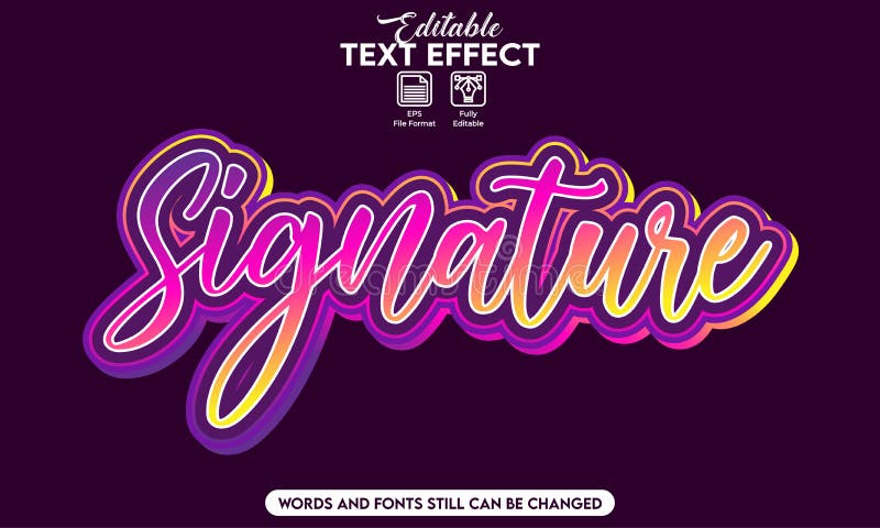 Editable Text Effect Signature Stock Vector - Illustration of letters ...