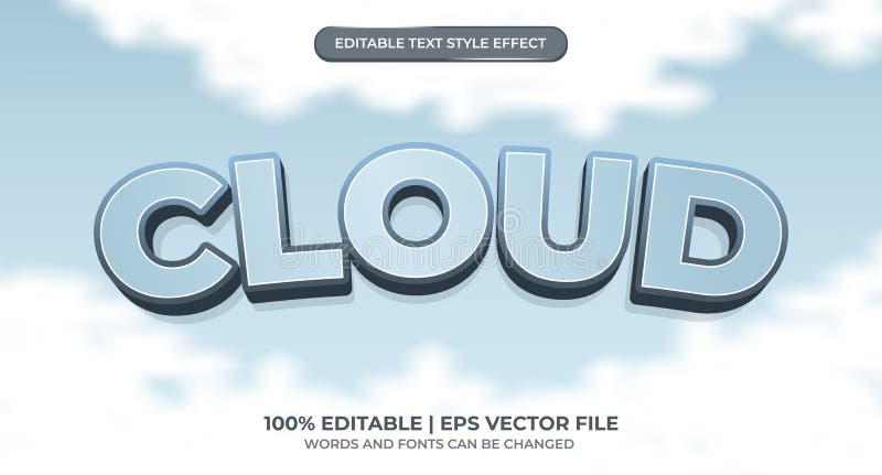 Editable Text Effect Sky and Cloud Style Stock Vector - Illustration of ...