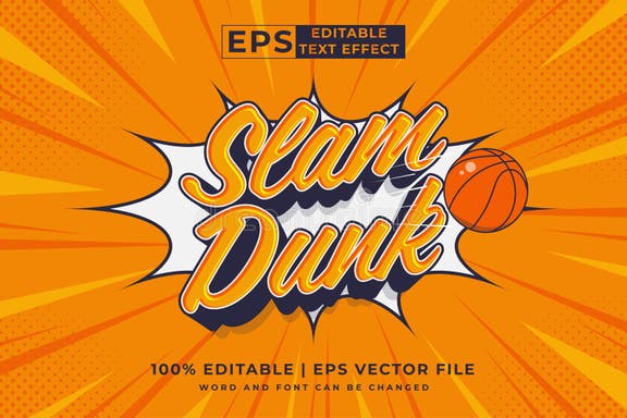 Editable Text Effect Slam Dunk Comic 3d Cartoon Style Premium Vector ...