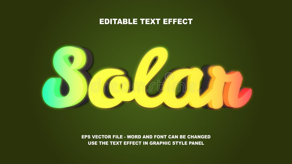 Editable Text Effect Solar 3D Vector Template Stock Vector ...