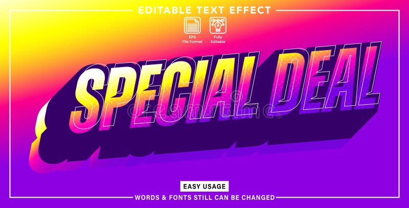 Editable Text Effect Special Deal Styles Stock Illustration ...