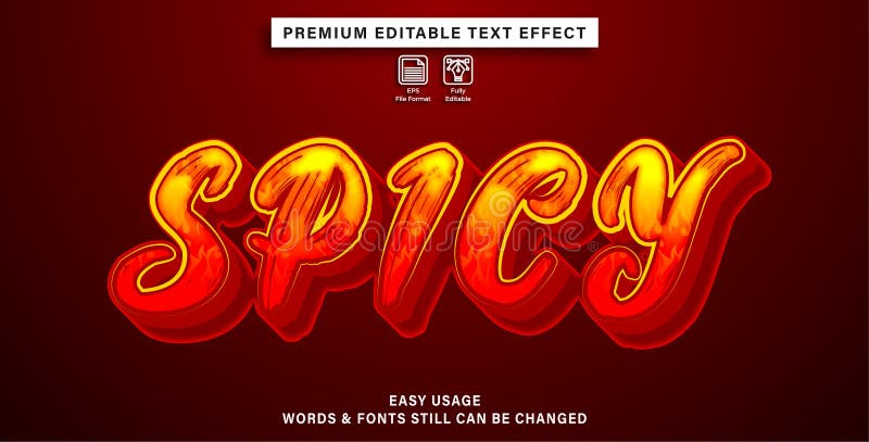 Editable text effect spicy stock vector. Illustration of script - 247520554