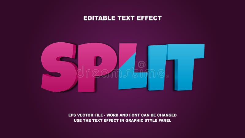 Editable Text Effect Split 3D Vector Template Stock Vector ...