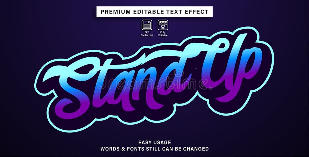 Editable Text Effect Stand Up Stock Vector - Illustration of technology ...