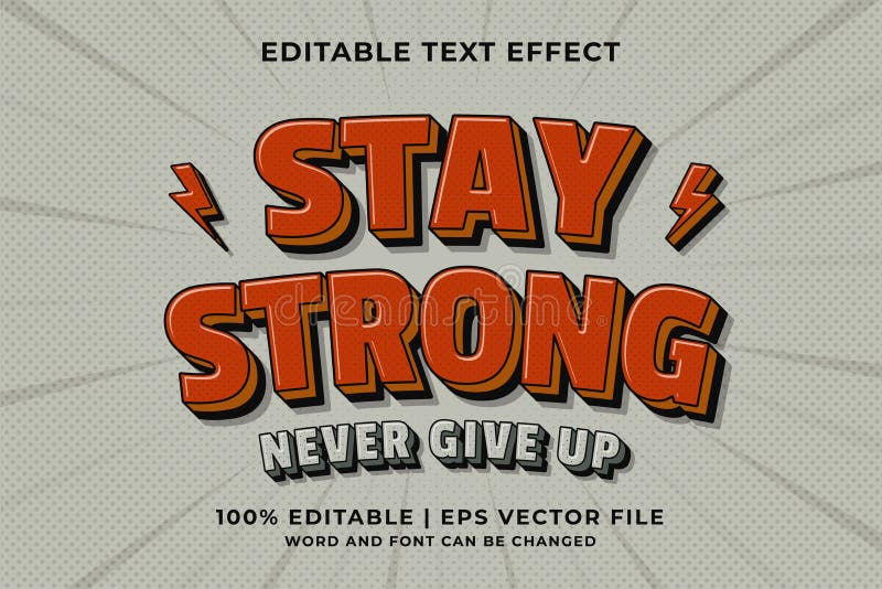 Editable Text Effect - Stay Strong Cartoon Template Style Premium ...