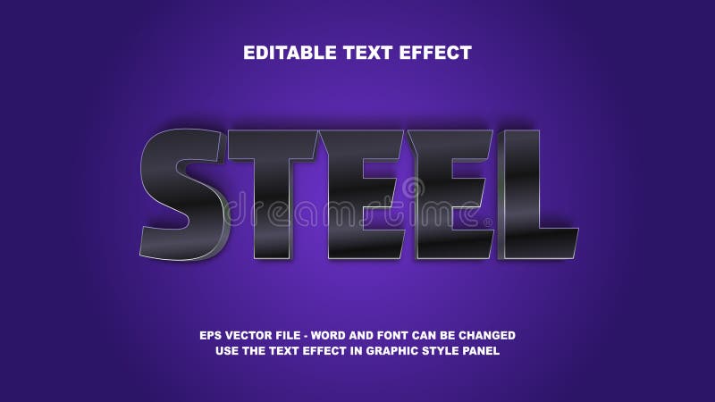 Editable Text Effect Steel 3D Vector Template Stock Vector ...