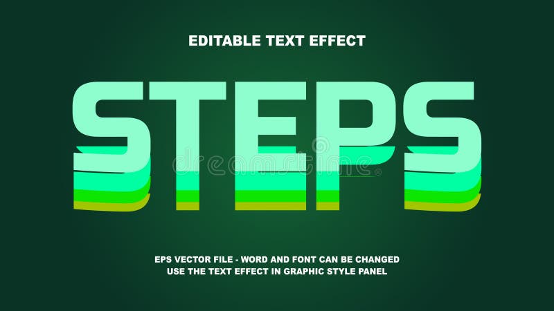 Editable Text Effect Steps 3D Vector Template Stock Vector ...