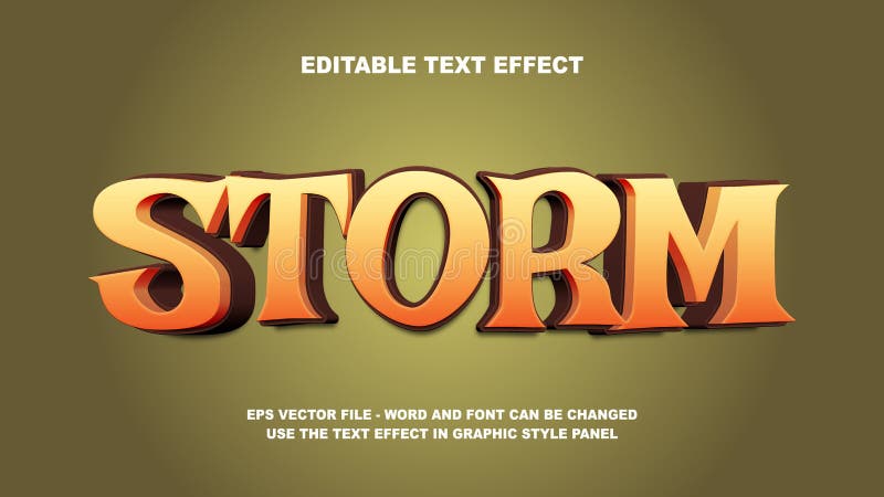 Editable Text Effect Storm 3D Vector Template Stock Vector ...