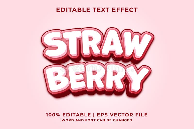 Editable Text Effect Strawberry 3d Cartoon Template Style Premium Vector Stock Vector ...