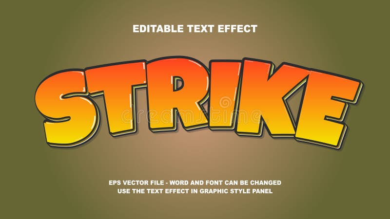 Editable Text Effect Strike 3D Vector Template Stock Vector ...