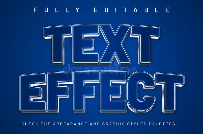 Editable Text Effect in Style of 3D Embossed Letters in Blue and Silver ...