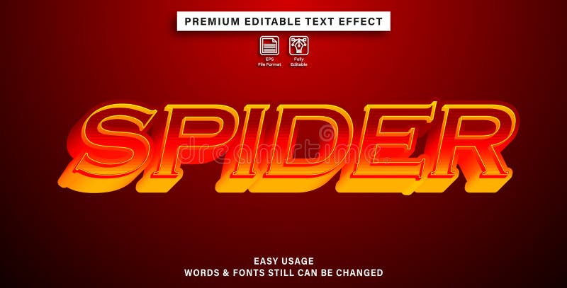 Editable Text Effect Style Spider Stock Vector - Illustration of shadow ...