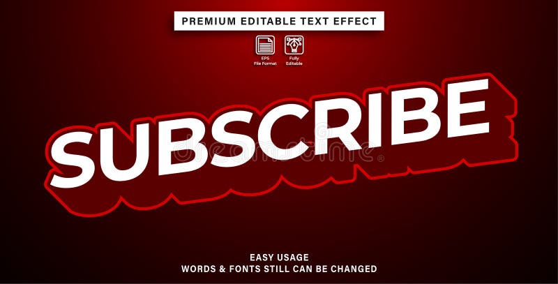 Editable Text Effect Subscribe Stock Vector - Illustration of logo ...