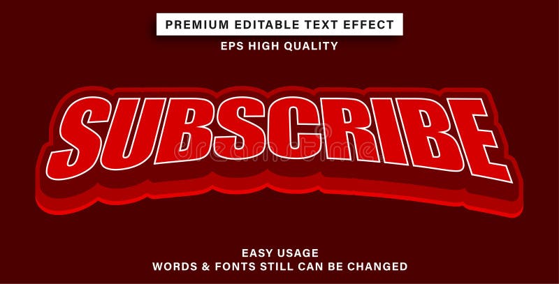 Editable Text Effect Subscribe Stock Vector - Illustration of bold, headline: 236301612