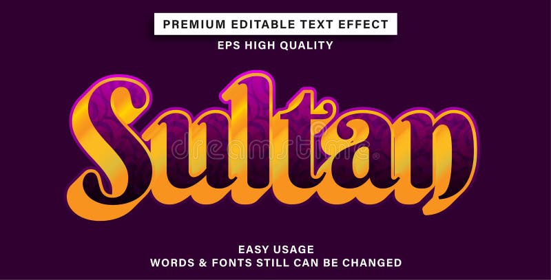 Editable Text Effect Sultan Style Stock Vector - Illustration of style ...