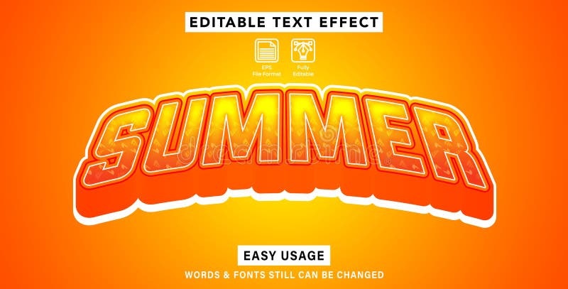 Editable Text Effect Summer Style Stock Vector - Illustration of typeface, effects: 350711057