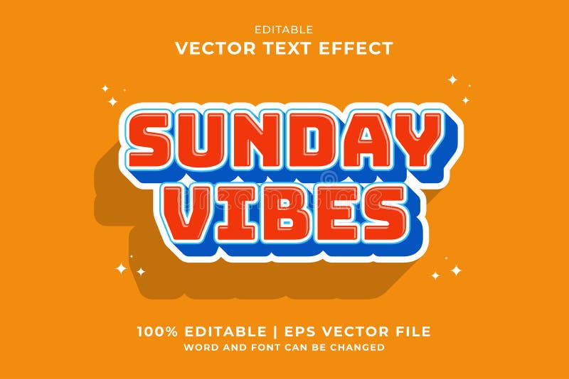 Editable Text Effect Sunday Vibes 3d Cartoon Template Style Premium ...