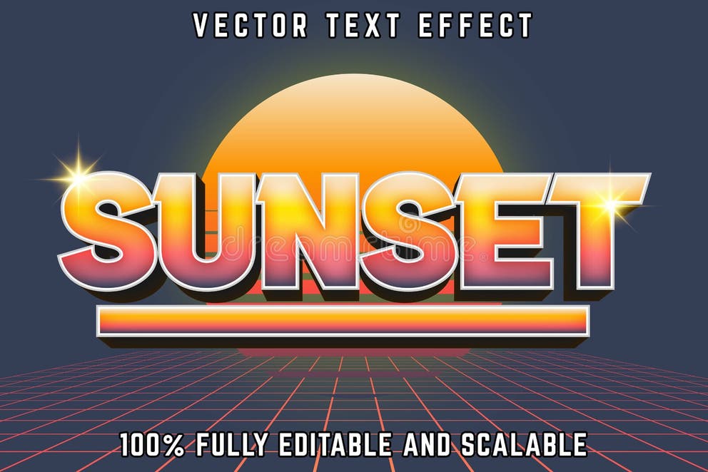Editable Text Effect Sunset with Warm Modern Style Stock Vector ...