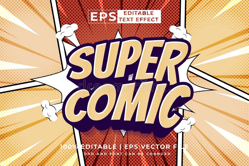 Editable Text Effect Super Comic 3d Cartoon Comic Style Premium Vector Stock Vector ...