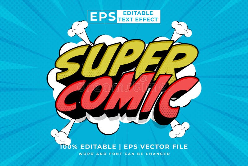 Editable Text Effect - Super Comic 3d Cartoon Template Style Premium Vector Stock Vector ...