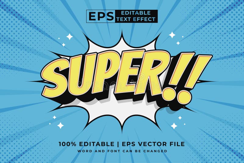 Editable Text Effect Super Comic 3d Cartoon Template Style Premium Vector Stock Vector ...