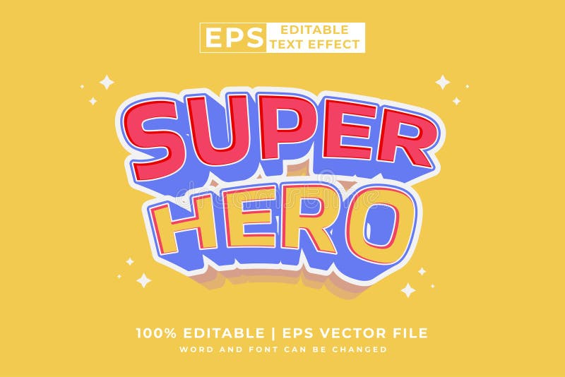 Editable Text Effect Super Hero 3d Cartoon Style Premium Vector Stock ...