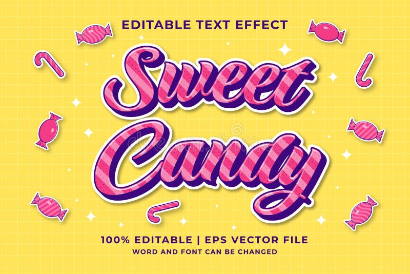 Editable Text Effect - Sweet Candy Cartoon Template Style Premium Vector Stock Vector ...