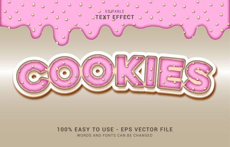 Editable Text Effect, Sweet Pink Cookies Style Stock Vector ...