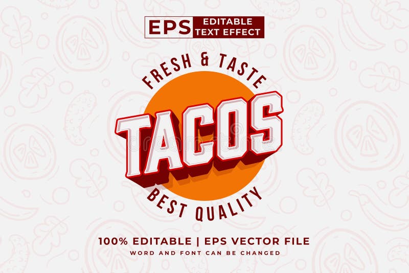 Editable Text Effect Tacos Logo 3d Vintage Style Premium Vector Stock ...