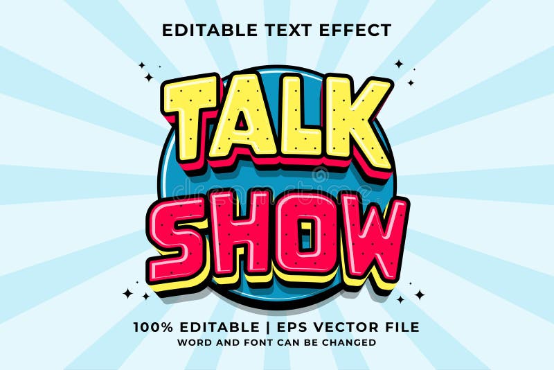 Editable Text Effect Talk Show 3d Cartoon Template Style Premium Vector ...