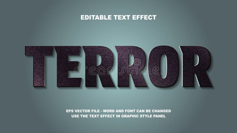 Editable Text Effect Terror 3D Vector Template Stock Vector - Illustration of typography ...