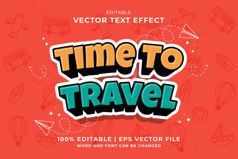 Editable Text Effect Time To Travel 3d Cartoon Template Style Premium ...