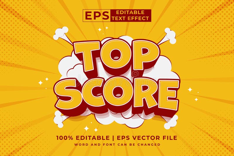 Editable Text Effect Top Score 3d Cartoon Comic Style Premium Vector ...